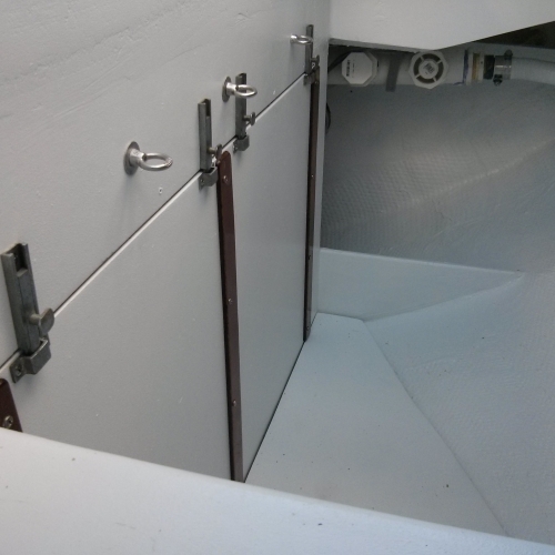 Removable Engine Access Panels in Cockpit Locker | Morgan 38 Sailboat Forum